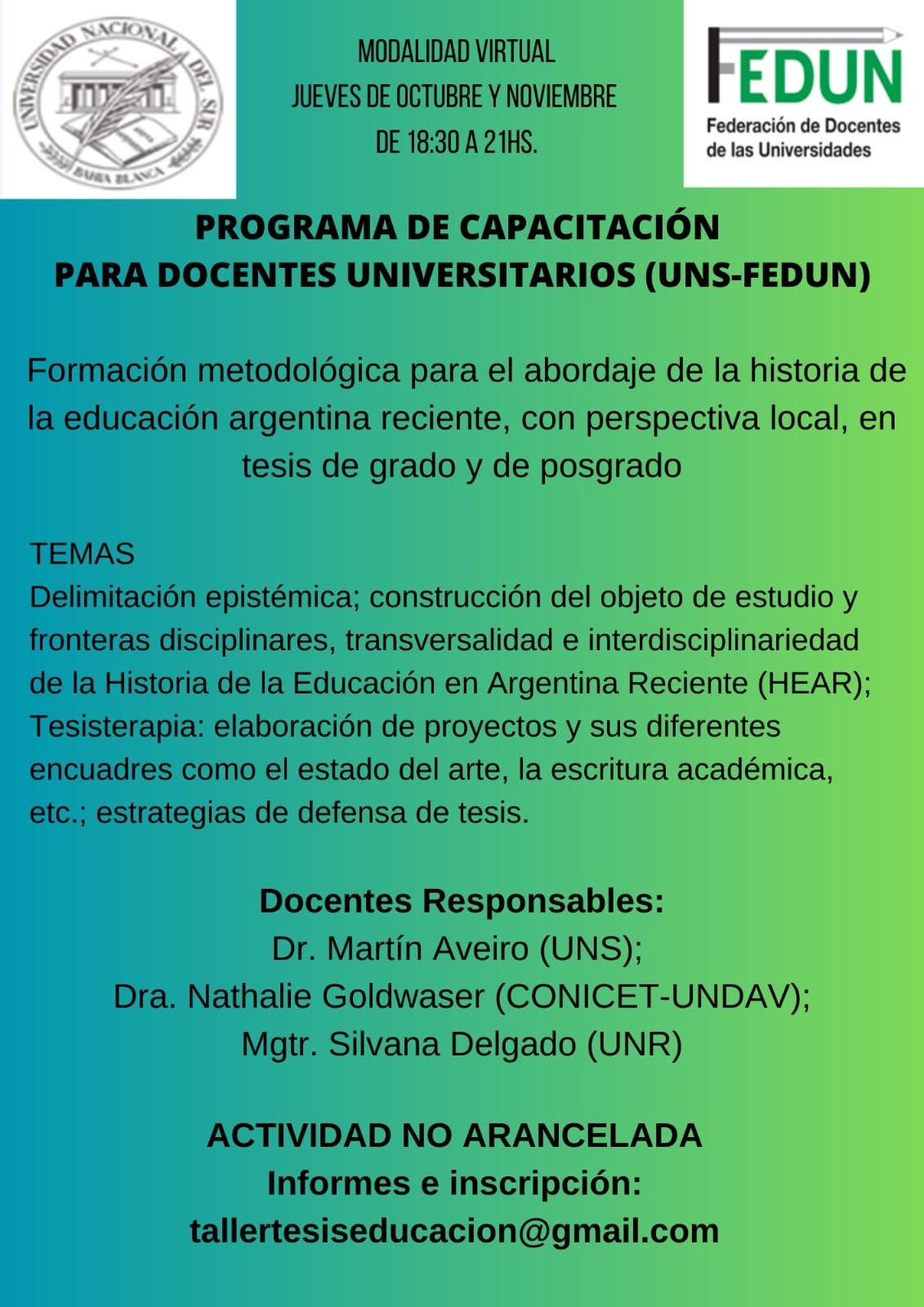 Cursos de Capacitación para Docentes Universitarios - FEDUN